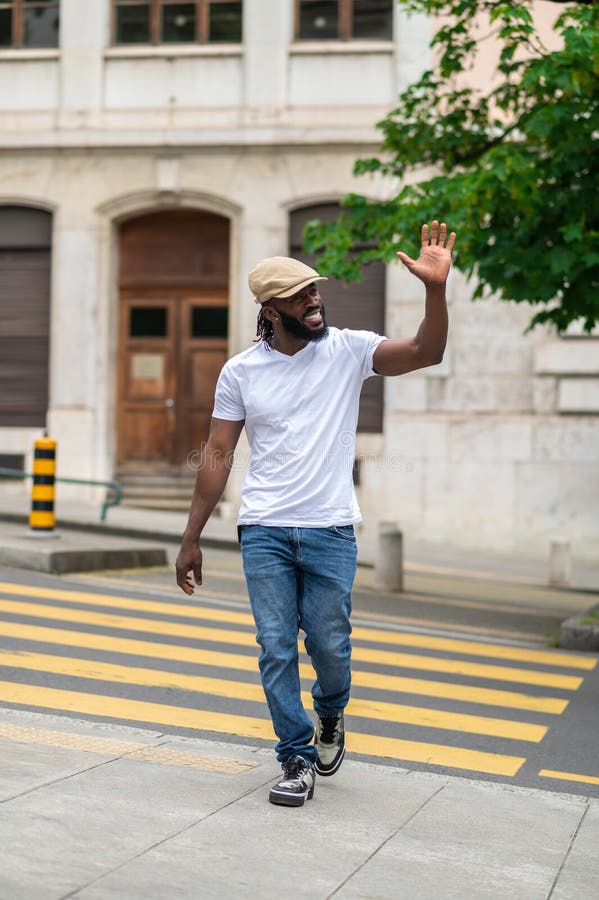 Well-built Good Looking African American Man in a White Tshirt Stock ...