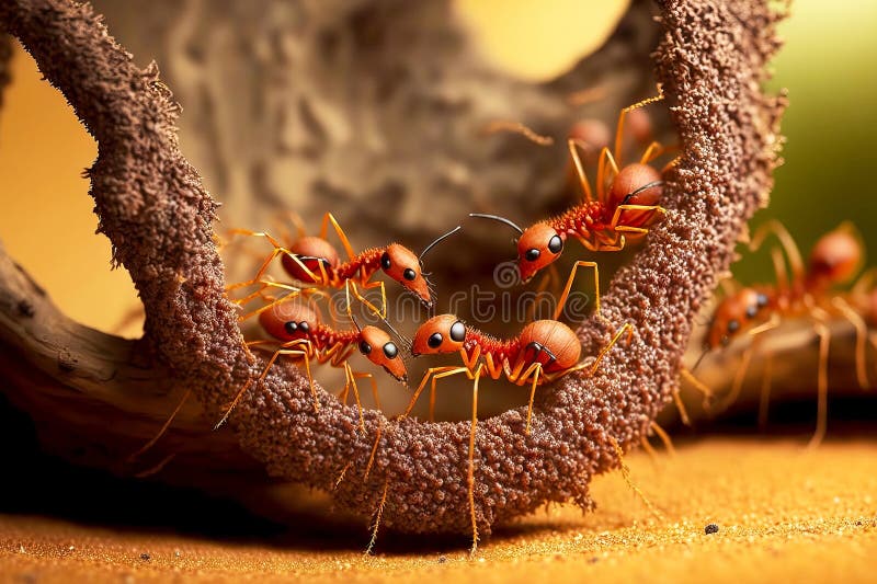 Well-coordinated Team of Ants Carrying Bark of Tree for Construction of ...