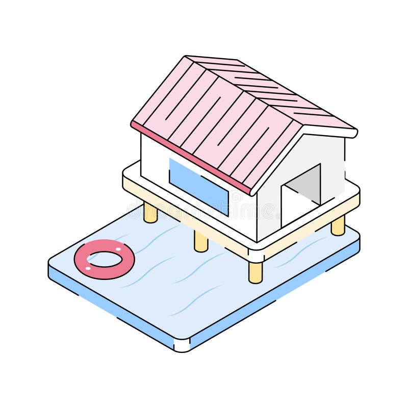 A Well Crafted Isometric Icon Showcasing Luxury Resort Stay Stock Vector - Illustration of ...