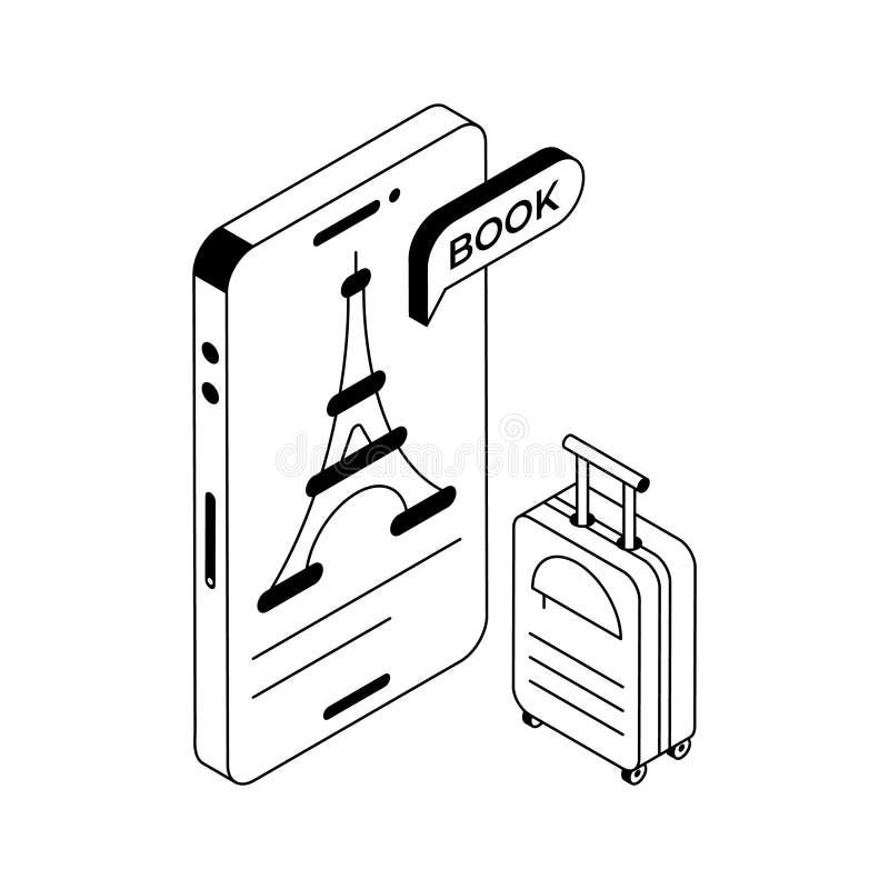 A Well Crafted Isometric Icon Showing Booking App Interface Stock Vector - Illustration of trip ...