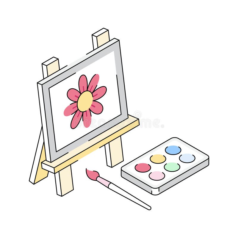Well Crafted Isometric Icon Showing Canvas Painting Stock Vector - Illustration of creativity ...
