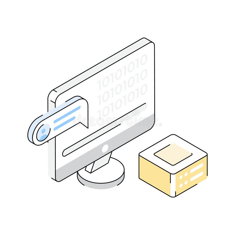 Well Crafted Isometric Icon Visualizing Binary Coding Logic Stock ...