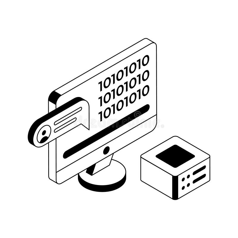 Well Crafted Isometric Icon Visualizing Binary Coding Logic Stock ...