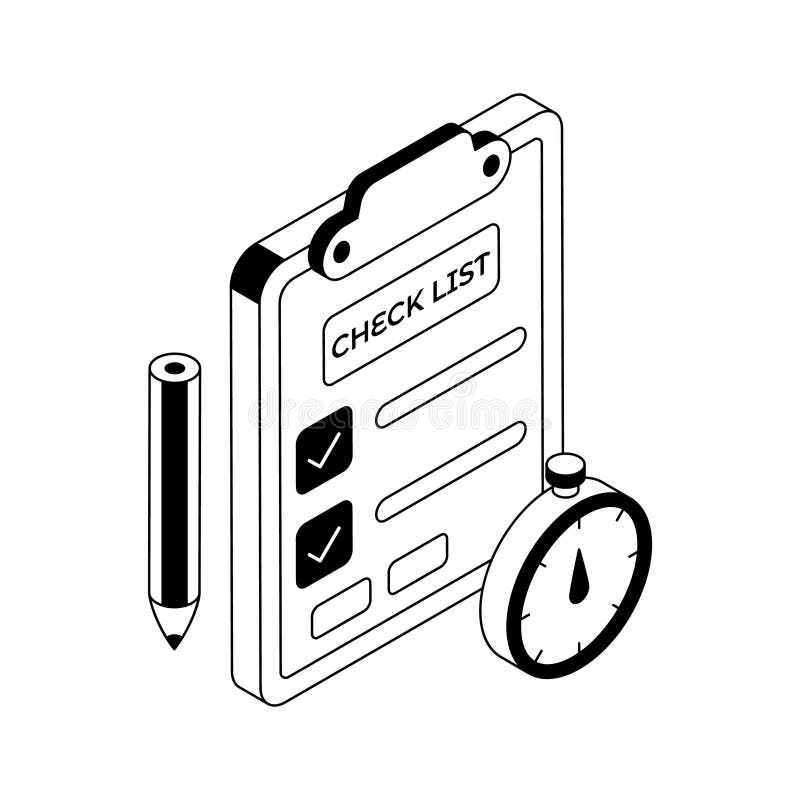 A Well Crafted Isometric Outline Icon of Checklist Stock Illustration ...