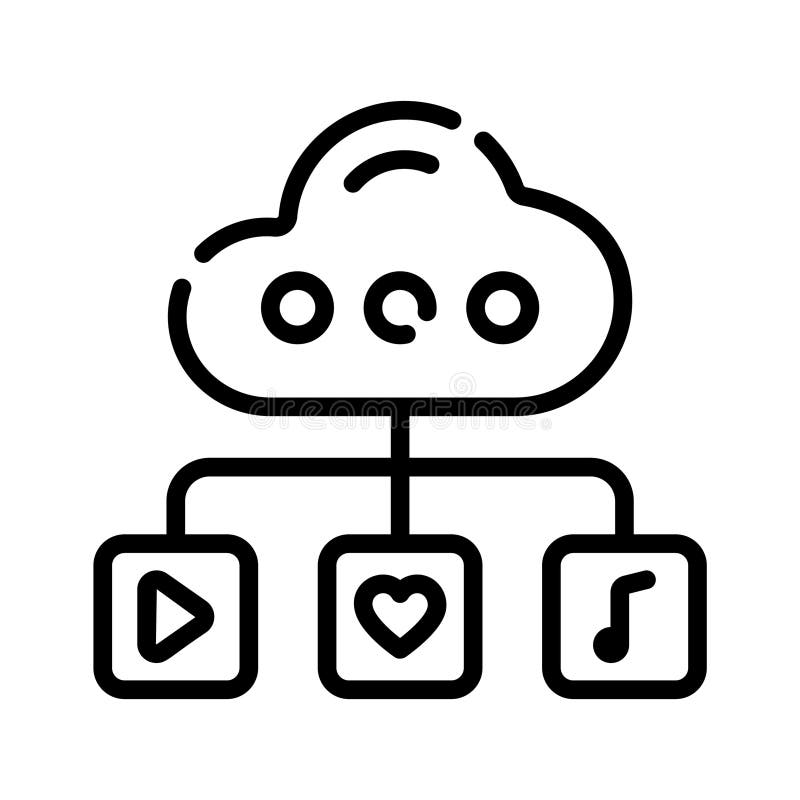 Well Crafted Outline Style Icon of Cloud Content Stock Illustration ...