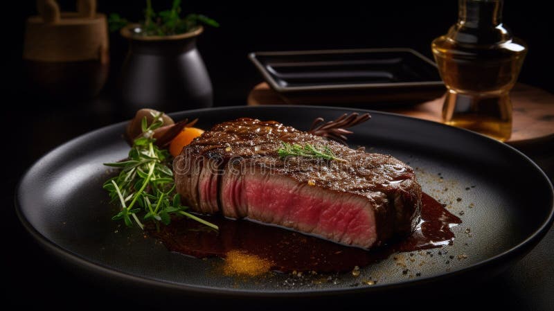 Well Cut Off Steak Medium Well Generative Ai Stock Image - Image of ...