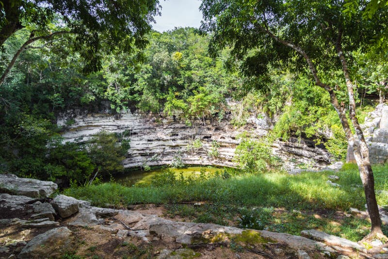 The Well of Death in Chichen Itza. Cenote Mexico Stock Photo - Image of ...