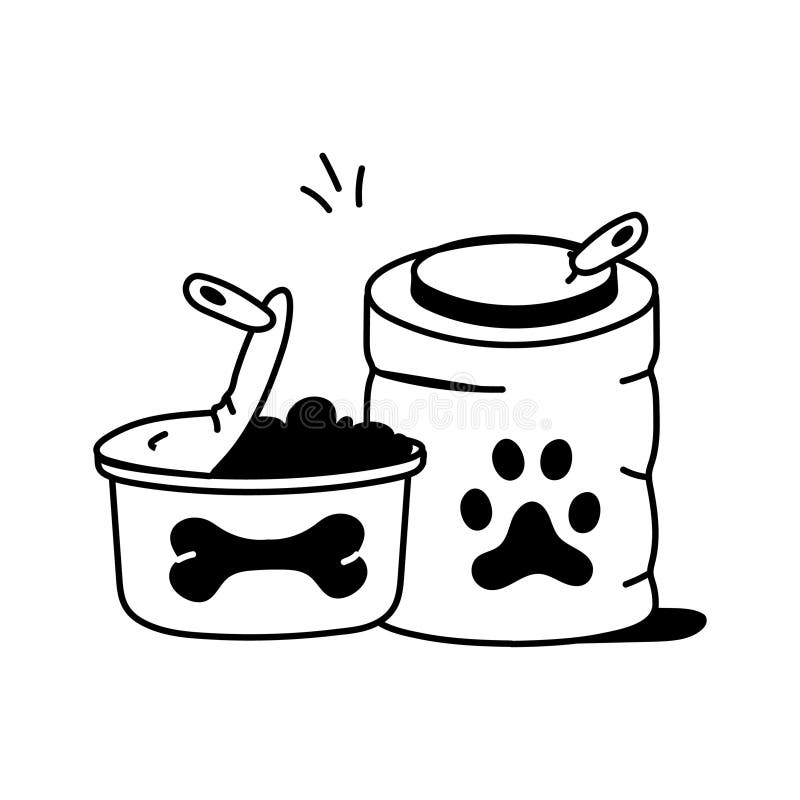 Well Designed Hand Drawn Icon of Pet Food in Modern Style Stock Vector ...