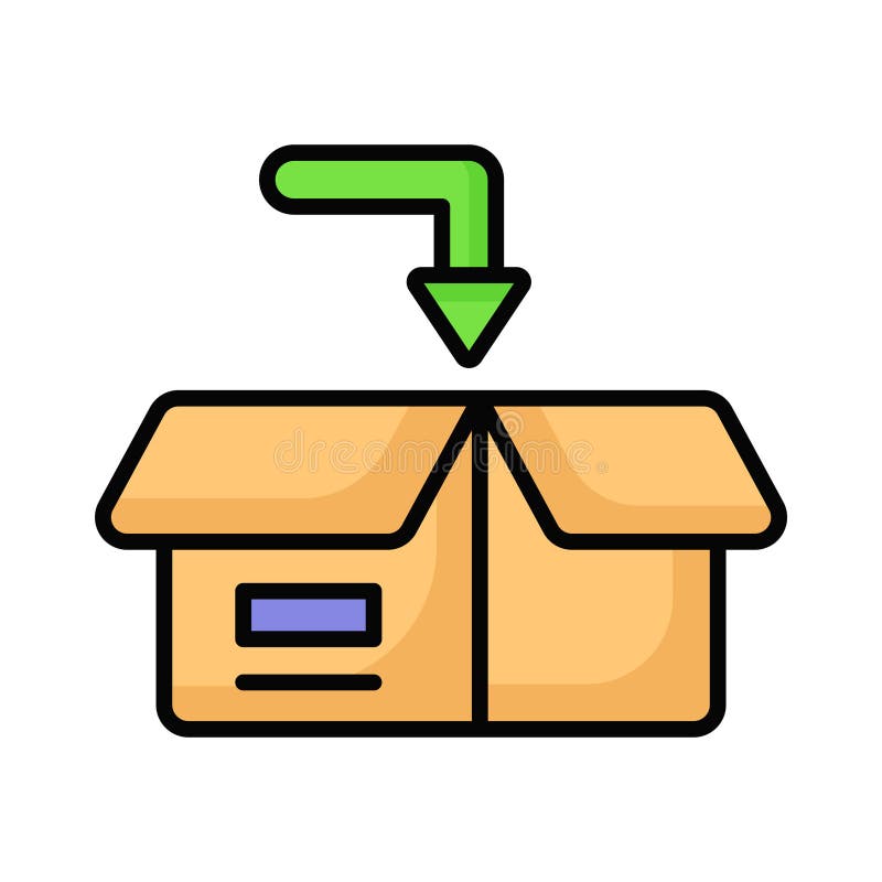 Well Designed Icon of Packaging, Down Arrow with Parcel Stock Vector ...
