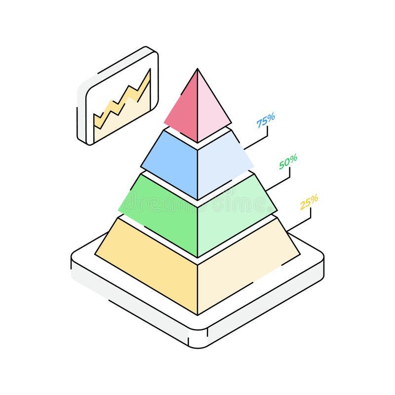 A Well Designed Isometric Icon of Pyramid Chart Stock Vector ...