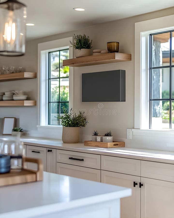 Modern Kitchen Interior Featuring Electrical Panel Mounted Above ...