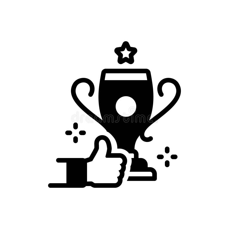 Black Solid Icon for Well-Done, Thumb Up and Win Stock Illustration ...