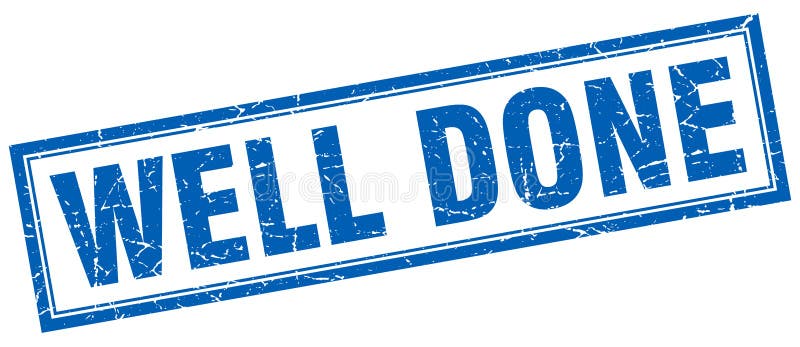 Well done stamp stock vector. Illustration of blue, template - 125220874