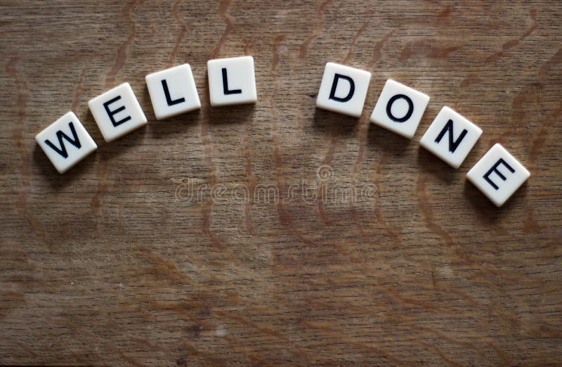Well Done stock photo. Image of text, tiles, word, wooden - 44297142