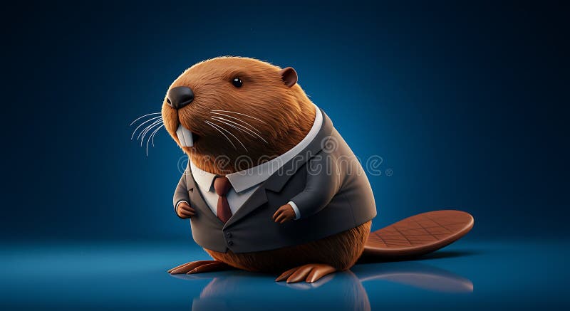 A Well-dressed Beaver in a Suit Against a Blue Background - Generated ...