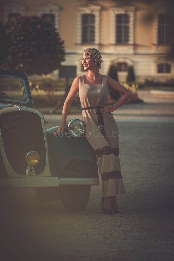 Well-dressed Lady Near Classic Convertible Stock Image - Image of ...