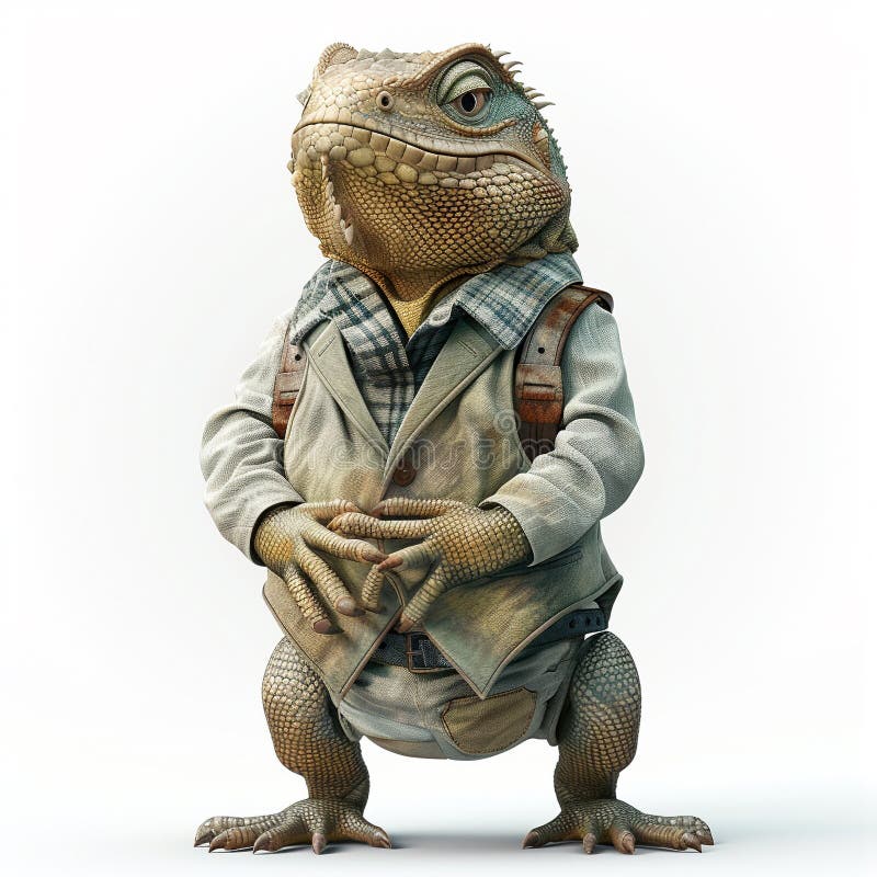 A Lizard Dressed in Formal Attire Standing Confidently Against a White ...