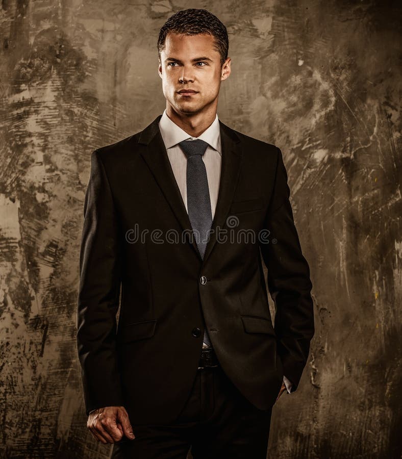Well-dressed Man in Black Suit Stock Photo - Image of appearance ...