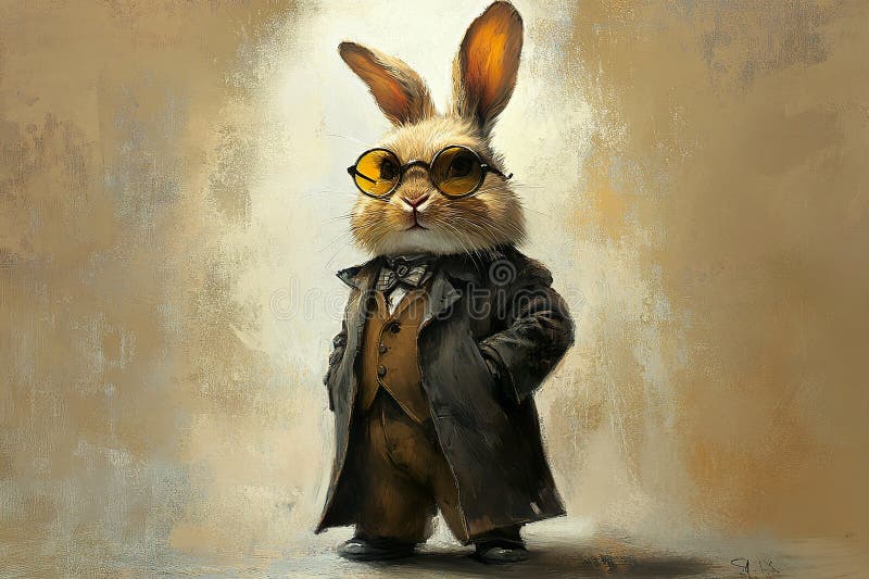 A Well Dressed Rabbit Wearing Glasses Poses with Confidence Stock Image ...
