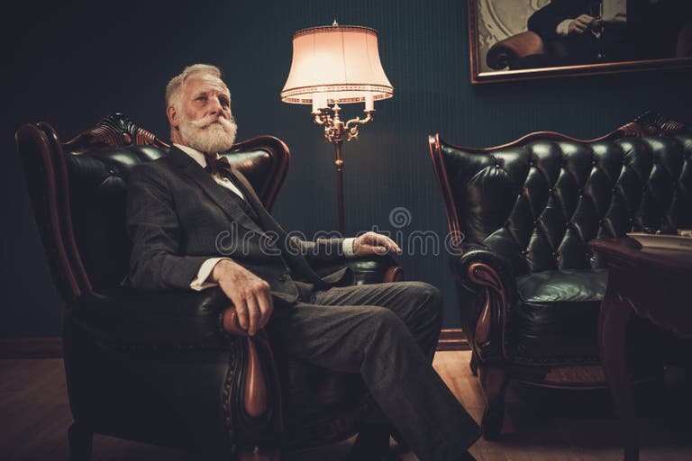 Well-dressed Senior Man in Luxury Interior Stock Image - Image of home ...