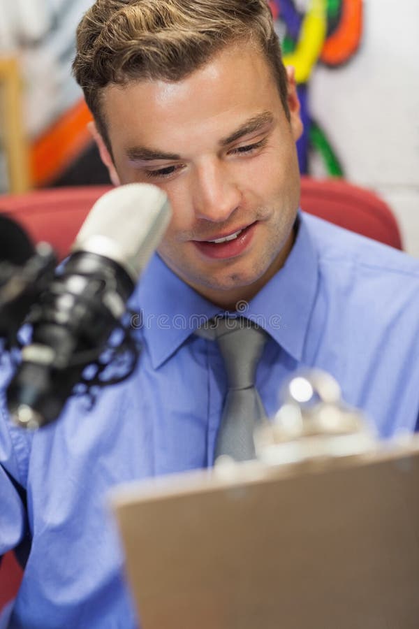 Handsome Smiling Radio Host Moderating Stock Photos - Free & Royalty ...