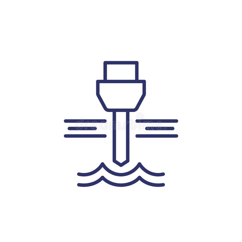 Well Drilling, a Water Borehole Line Icon Stock Illustration ...