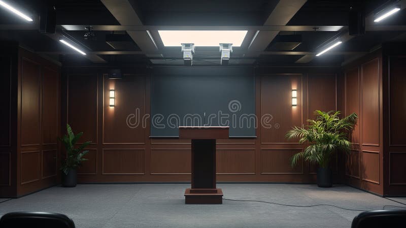 A Well-equipped Conference Room is Set for a Public Speaking Event with ...