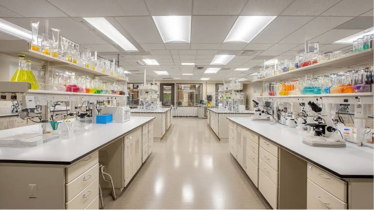 Well-equipped Science Laboratory with Work Stations for Scientific ...