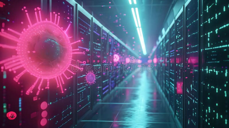 A Well-illuminated Hallway Covered in a Multitude of Lights, a Cyber ...