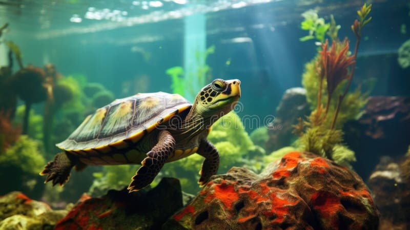 A Happy Turtle Swimming stock image. Image of close - 147764555