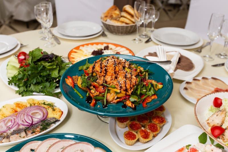 Dining Table Laid For A Healthy Salad Lunch Stock Image - Image of ...
