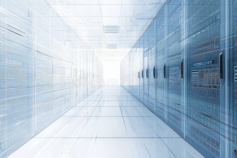 Modern Data Center Corridor Showcasing Advanced Technology and ...