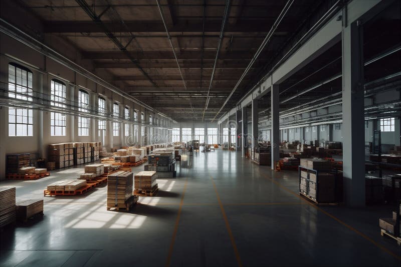 Well-lit Logistics Hub with High Ceilings. AI Generated. Stock ...