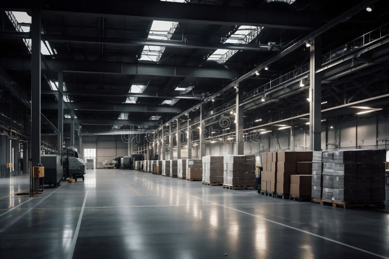 Well-lit Logistics Hub with High Ceilings. AI Generated. Stock ...