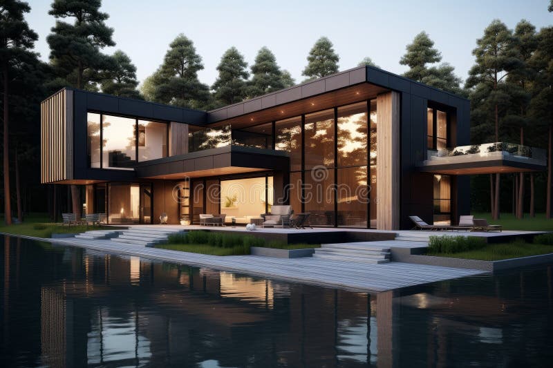 Well-lit Modern Sunny House. Generate Ai Stock Image - Image of garage ...