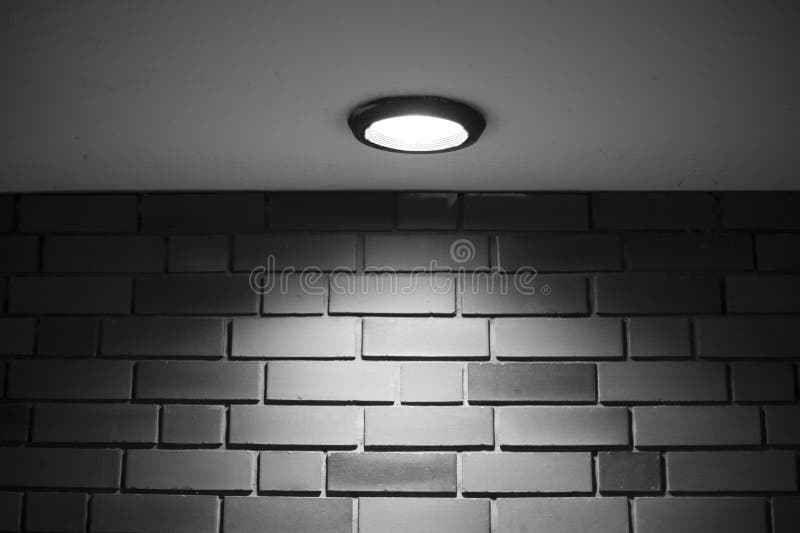 Well-lit Room with a Brick Wall in Grayscale Stock Photo - Image of ...
