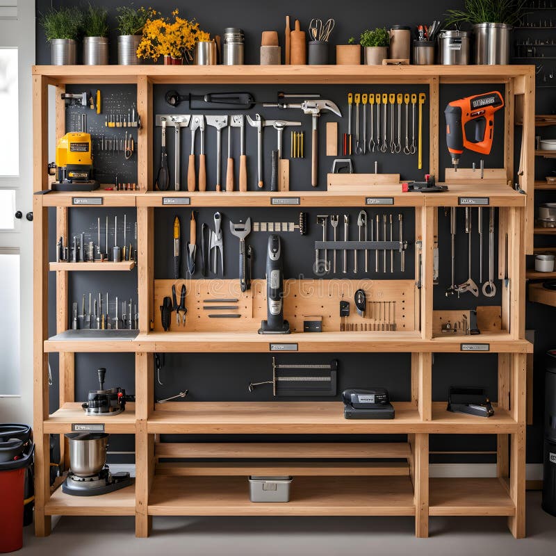 A Well-lit Workshop Showcasing an Array of Labeled Tools Such As a ...