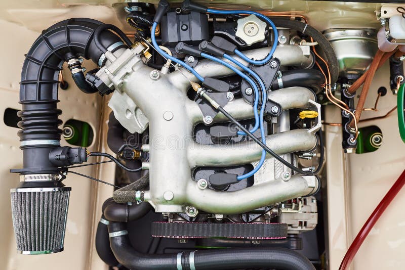 Well Maintained Engine of an Old Russian Car Stock Photo - Image of ...