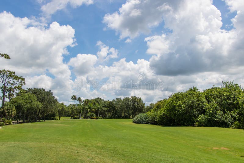 Golf Course Under Beautiful Sky Stock Image - Image of clouds, florida ...