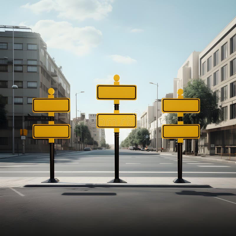 Well-marked Crosswalks with Signposts Stock Illustration - Illustration ...