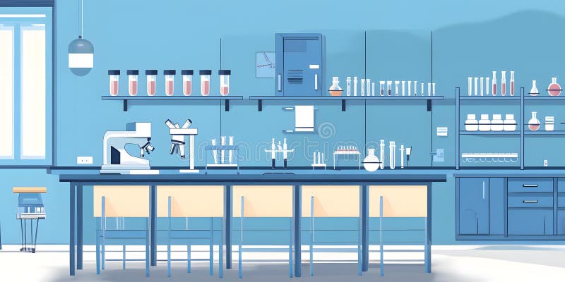 Well-Organized Blue Laboratory Setting Stock Illustration ...