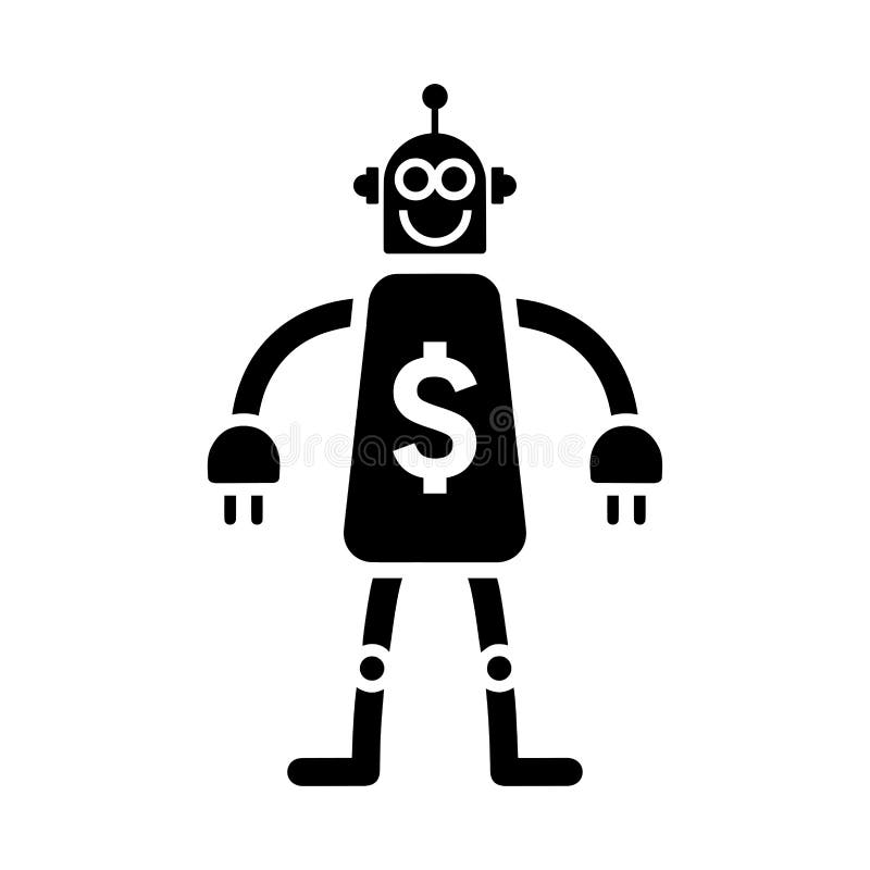 Bank Robot Machine Icon. Black Color Stock Vector - Illustration of ...
