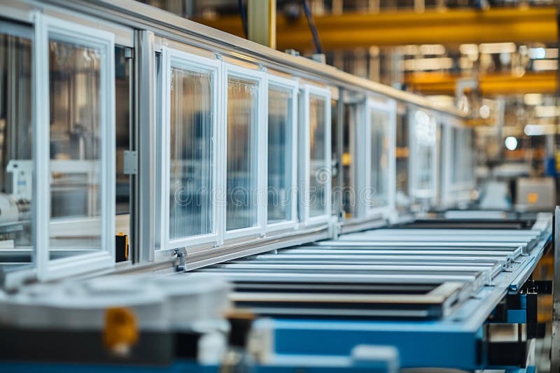 Manufacturing Process of Windows in a Modern Factory during Daylight ...