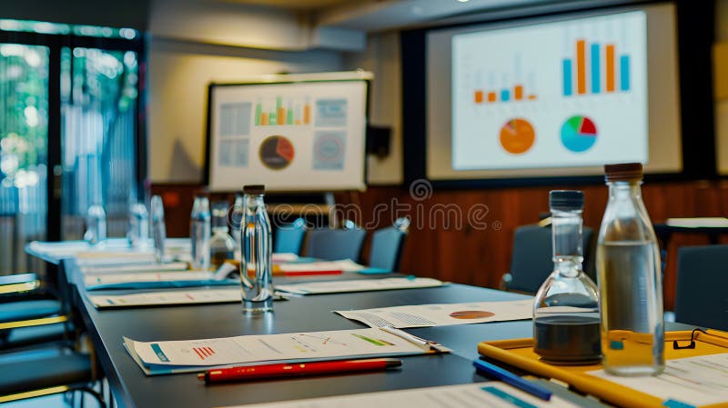 Financial Workshop Setup with Presentation Visuals Stock Illustration ...