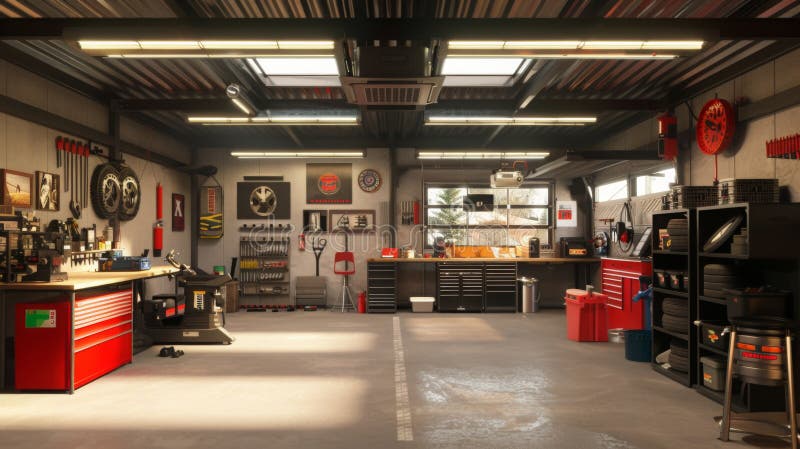 Well Organized Garage Workshop Interior Stock Photo - Image of passion ...