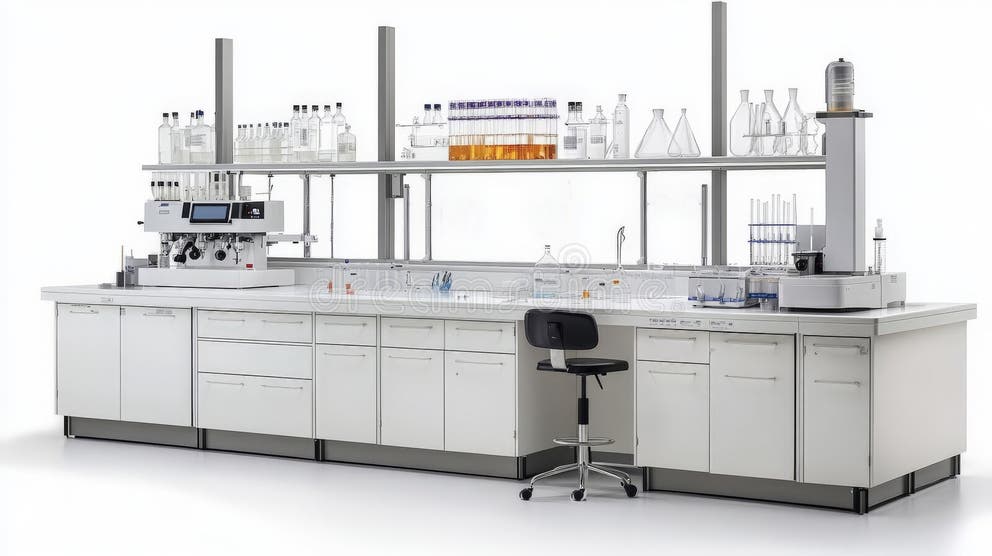 A Well-organized Laboratory Features an Array of Glassware, Instruments ...