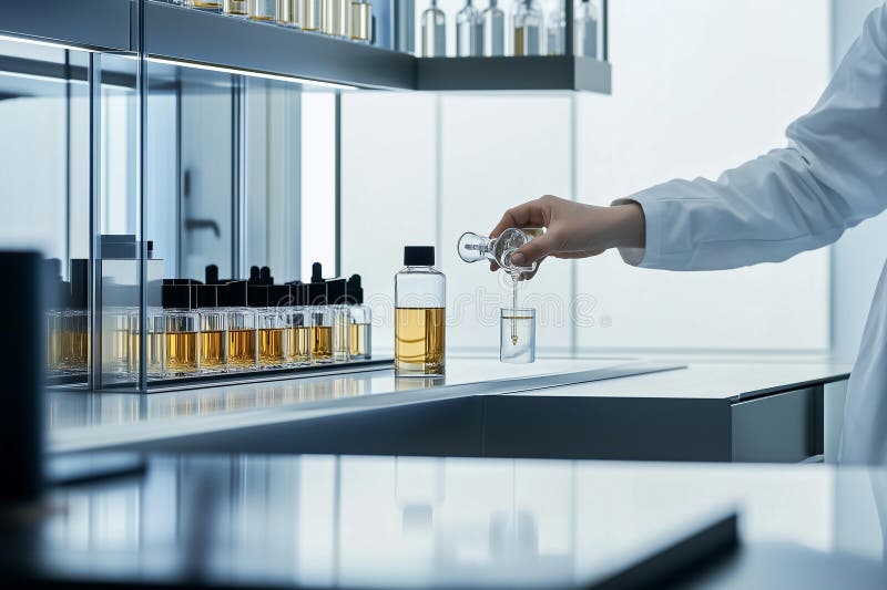 Perfumer Testing Fragrances in a Sleek, Modern Laboratory. Generative ...
