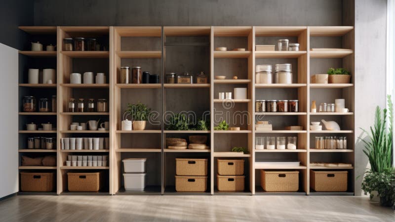 A Well-organized Pantry in a Home Interior, Showcasing Storage ...