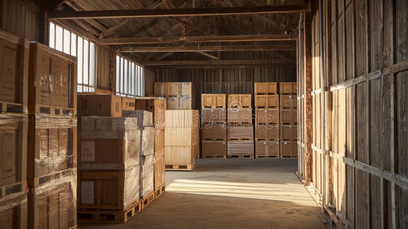 Well-Organized Storage Space with Crates and Boxes in Warehouse Stock ...
