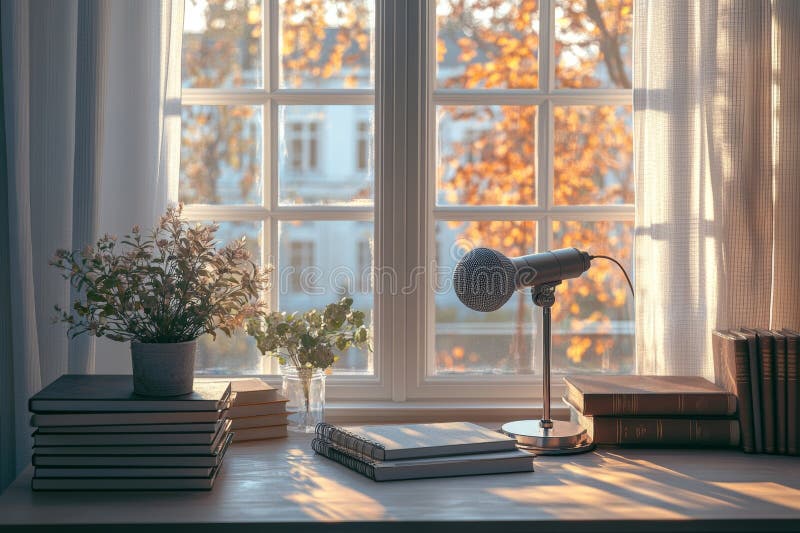 Well-Organized Study Table by the Window with Natural Light Stock ...